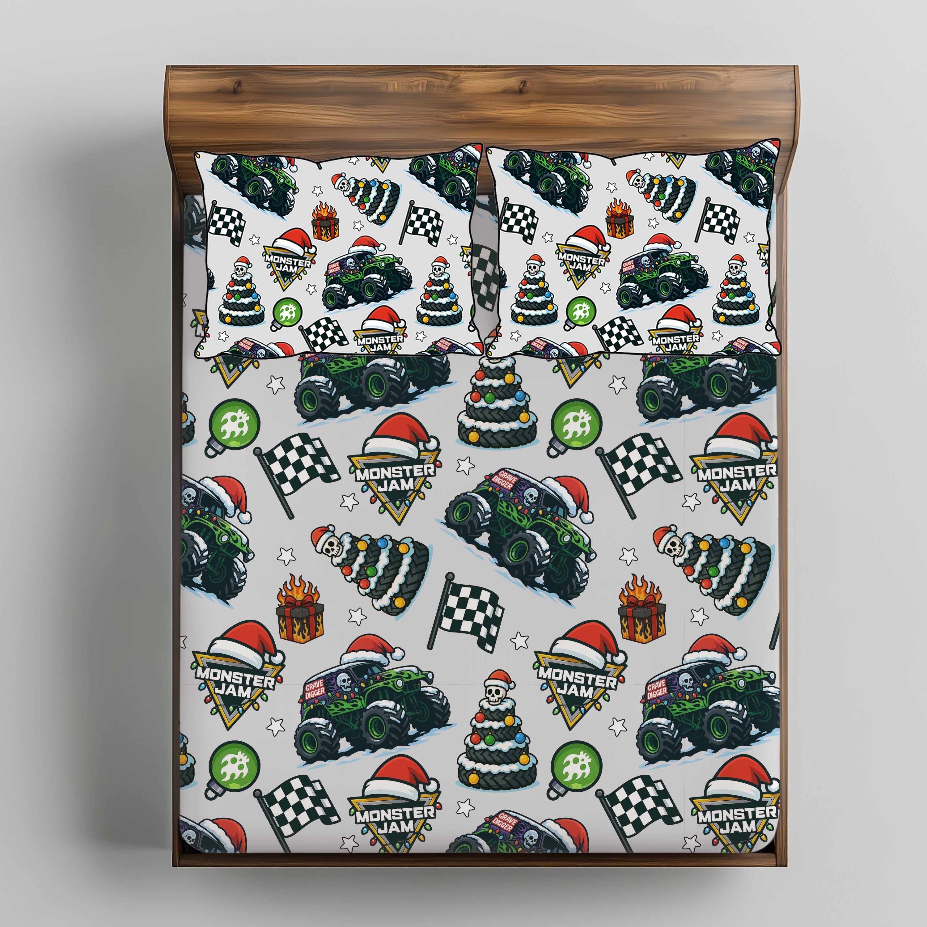NEW! BEDDING- CHRISTMAS MONSTER JAM SHEETS – surfsideco